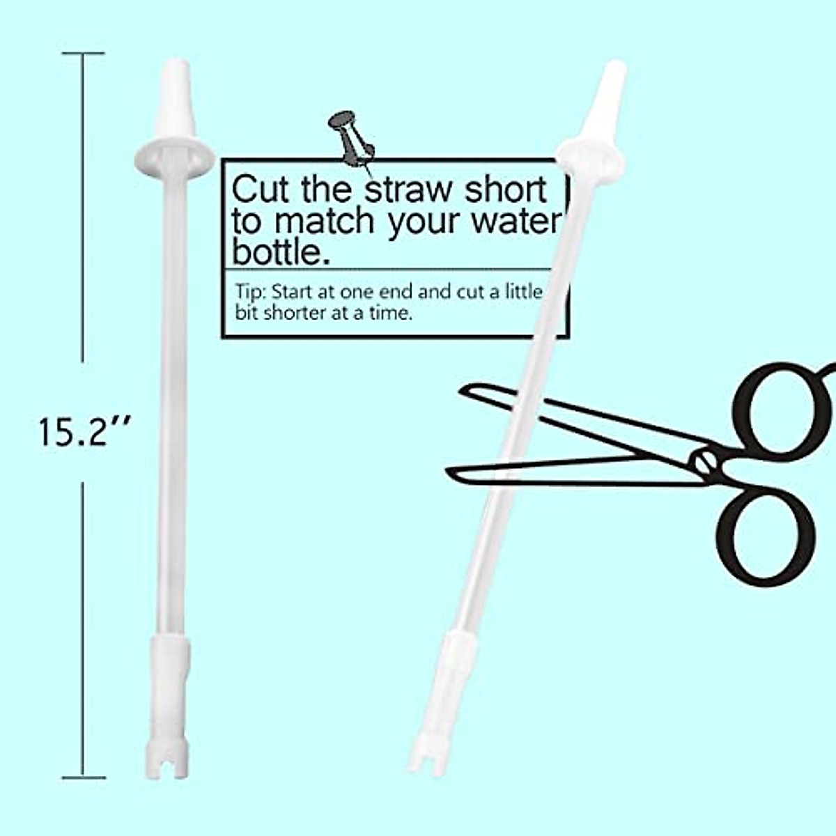Delove Universal Long Straws for Gallon Water Bottles - Equip Your Bottle with a Straw - Cut Size To Fit Any Bottles- Replacement Straws for Water Jug - Half Gallon/32oz/64oz/128oz - Set of 4