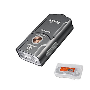 Fenix E03R v2.0 Keychain Flashlight, Grey, 500 Lumen Bright USB-C Rechargeable EDC with Red LED and Lumentac Organizer (Grey)