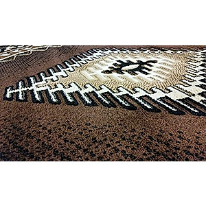 Southwest Native American Round Indian Kingdom Chocolate Brown Design D143 (4 Feet X 4 Feet)
