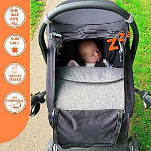 Universal Baby Car Seat Sun & Sleep Cover | Unisex Air-Permeable Mesh Baby Car Seat Canopy | Blocks 99% of UV | Don't Touch Baby Sign Included