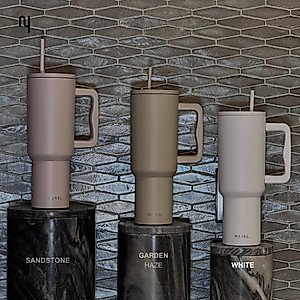 CeylonManel 40oz Stainless Steel Double Wall Vacuum Insulated Sublimation Tumbler with Handle, Straw, Lid Travel Cups in Matte Finish (Garden Haze), Large