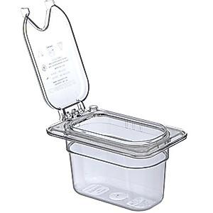 Carlisle FoodService Products 10339Z07 EZ Access Hinged Lid with Handle and Notch, Ninth Size, Clear