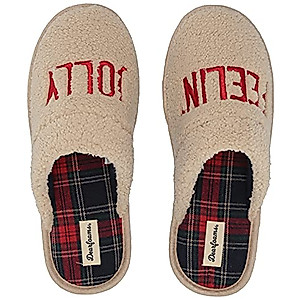 Dearfoams Men's Funny Ugly Christmas Sweater Holiday Scuff Slipper, Feelin Jolly, X-Large