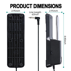 Aodsk Piano Sustain Pedal,Keyboard Sustain Pedal for Digital Piano With Polarity Switch and Anti-Slip Rubber Bottom For MIDI Keyboards,Digital Pianos,1/4'' (6.35mm) Input Plug