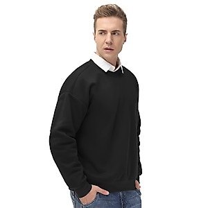 THE GYM PEOPLE Men's Fleece Crewneck Sweatshirt Thick Loose fit Soft Basic Pullover Sweatshirt(Black, XX-Large)