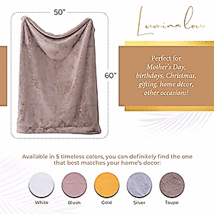 Lumina Lou Solid Faux Fur Throw Blanket- Bed & Sofa Faux Fur / Solid Mink Reversible Throw for Home Décor- Double-Sided, Ultra-Soft, Warm & Lightweight Throw Blanket, 50x60, Taupe