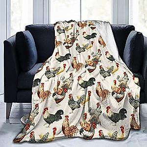 Rooster Chickens Throw Blanket Gifts for Women Flannel Fleece Fuzzy Blankets Soft Warm Cozy for Bed Couch Sofa Living Room Decor for Teens 60"x50"