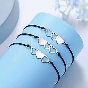 UNGENT THEM Cousin Gifts for Women, 3 Cousin Matching Heart Bracelets Birthday Christmas Gifts for Cousins Women