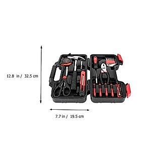 JTSQ Portable 39pcs Red Basic Tool Set Household Mechanics Tool Kit with Carry Box Tool box Tool set Tool kit Multi tool Tool organizer Tool box organizer Hand tools Tool storage Home improvemen
