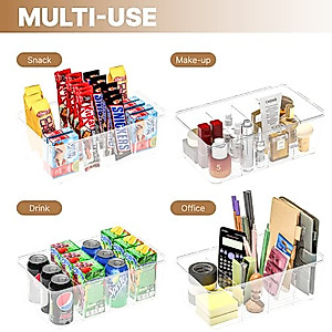 Pantry Organization and Storage, Clear Food Storage Organizer Bin with Removable Dividers for Kitchen, BPA-FreeRefrigerator Organizer, Cabinet Organizer