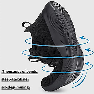 MRIP Men's Walking Shoes, Lightweight Non Slip Gym Workout Running Shoes for Men, Mesh Breathable Fashion Tennis Athletic Casual Sneakers All Black 12