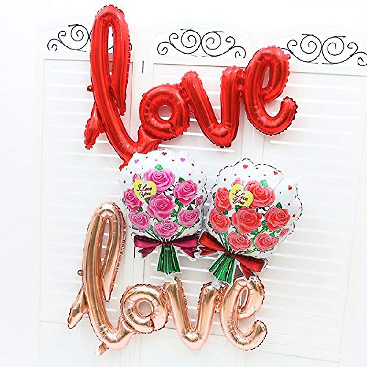 Large Red LOVE Foil Balloons Banner,42 Inch Mylar Foil Letters Balloons Reusable Ecofriendly Material for Wedding Bridal Shower Anniversary Engagement Party Decorations Supplies