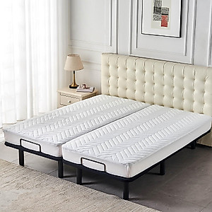 Kingnex Quilted Waterproof Full Split Queen Mattress Protector Adjustable Bed Include 2 30x80 Pad Fitted Sheet Style Deep Pocket Matress Cover Split Queen