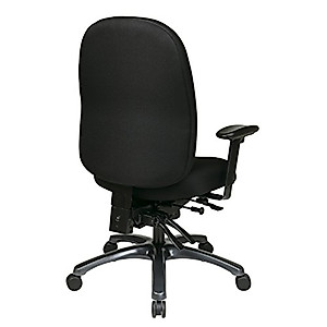 Office Star 8500 Series Multi-Function Ergonomic Executive Office Chair with Seat Slider and Titanium Finish Base, High-Back, Icon Black Fabric