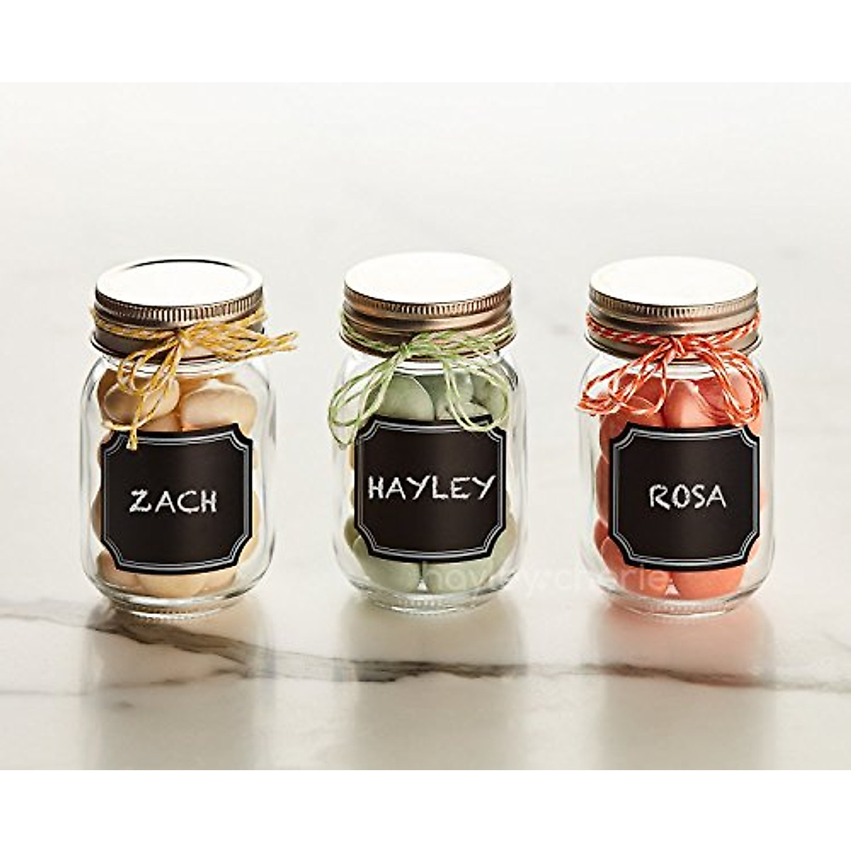 Hayley Cherie 2.5 oz Glass Mason Jars with Metal Lids,12 Pack, Airtight, Small Favor Bottles with Chalkboard Labels for Weddings, Decoration, Parties, DIY, Spices, Baby Shower, Gifts, Candy