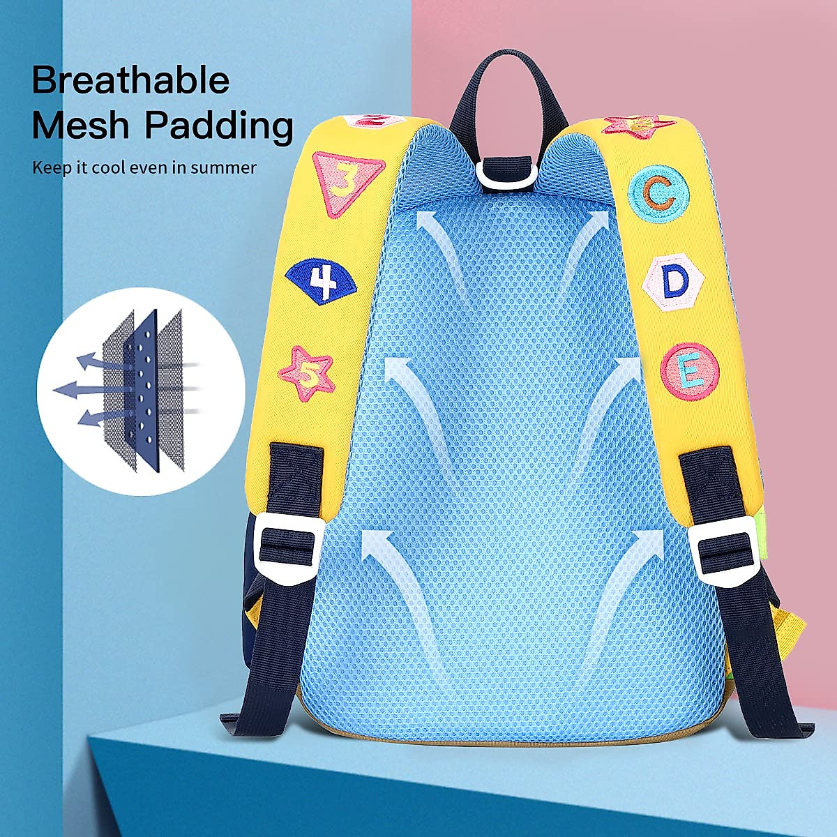 SHENHU Waterproof Kids Backpack Lightweight Kindergarten SchoolBag Bookbag Preschool Bag with Buckles and Laces with Leashes for Boy Girl Yellow