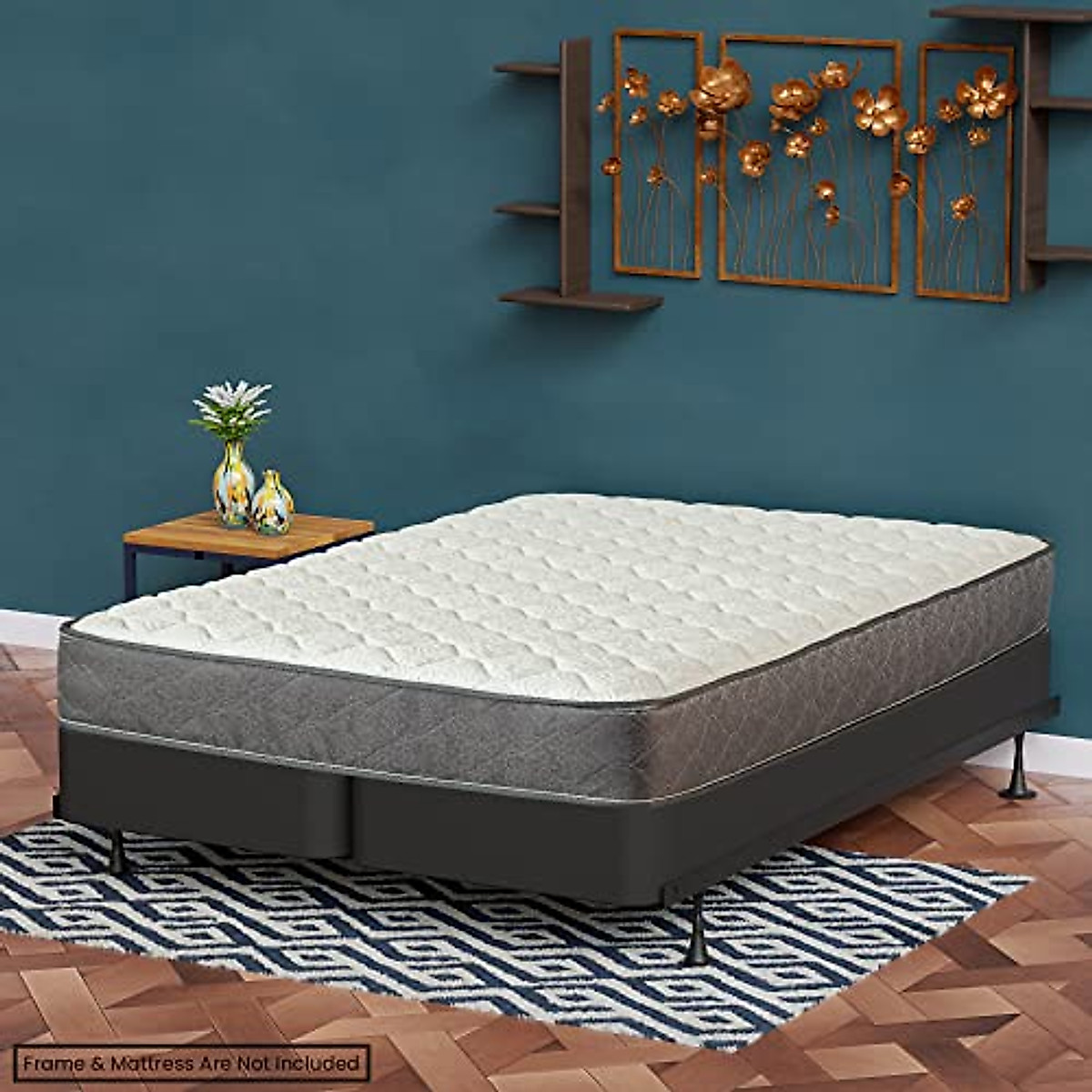 Nutan Wood Split Low Profile Traditional 4-inch Fully Assembled Foundation Set-Strong Structure – Luxurious Durable Bedding Queen Mattress Box Springs – Black