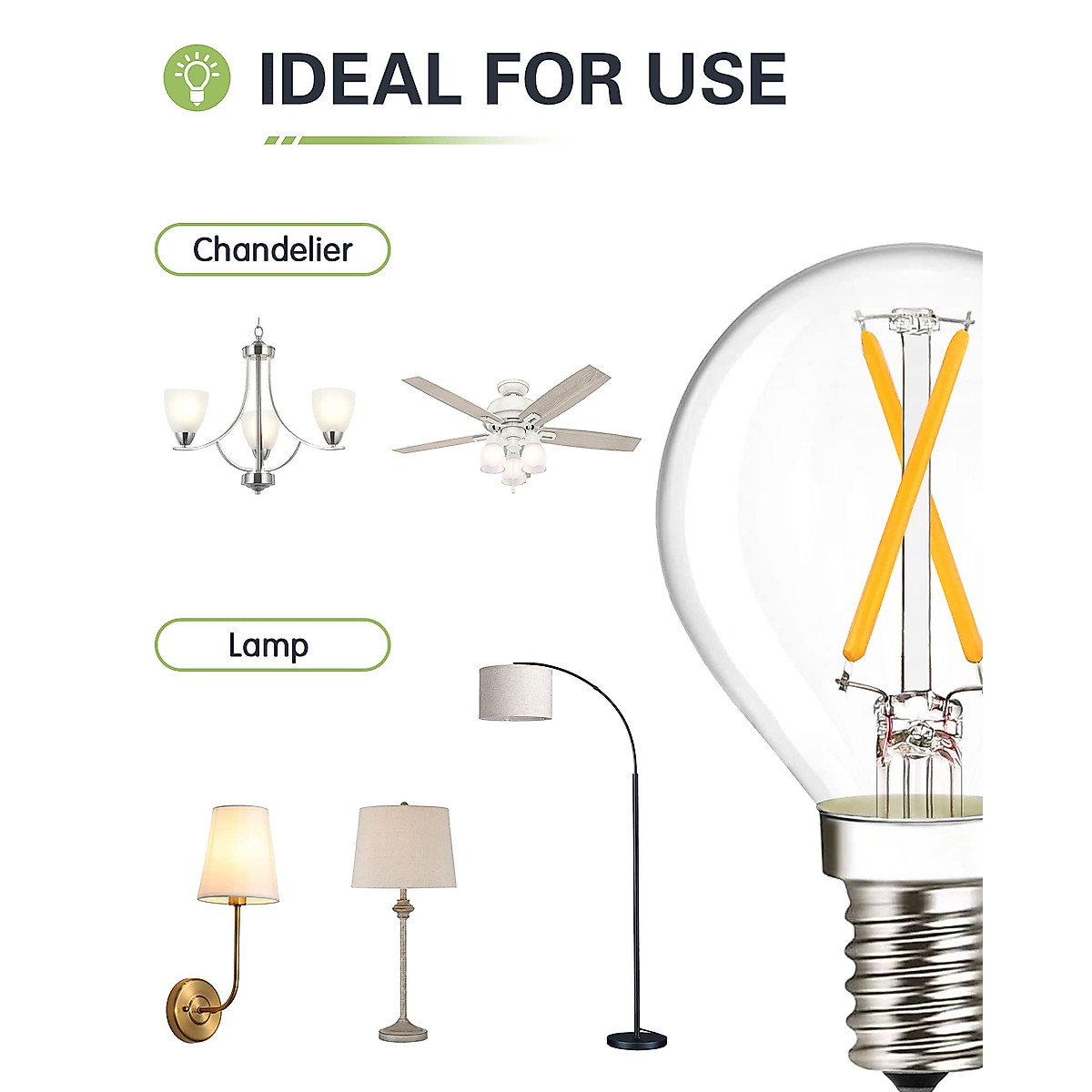 LUMILECT G16.5 LED Bulb E12 G16 1/2 Round LED Candelabra Bulb 25W Equivalent, Soft Warm White 3000K AC120V 200lm 2W G50 LED Globe Bulbs for Ceiling Fan,Chandelier,Vanity Light Bulb, 6 Pack