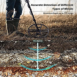Professional Metal Detector for Adults, Pinpoint Gold Detector with LCD Display, 11"x14" Waterproof Search Coil, 15'' Detection Depth, 5 Search Modes, IP68 Waterproof for Treasure Hunting