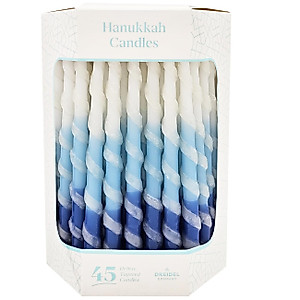 The Dreidel Company Deluxe Twisted Blue & White Hanukkah Menorah Candles for All 8 Nights of Chanukah (Single)