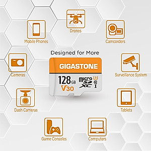 Gigastone 128GB 10-Pack Micro SD Card, 4K Video Pro, GoPro, Surveillance, Security Camera, Action Camera, Drone, 95MB/s MicroSDXC Memory Card UHS-I V30 Class 10, with 2 Adapters