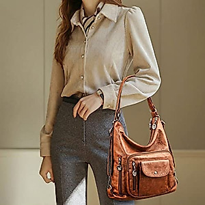 YOUNXSL Convertible Backpack Purse for Women PU Leahter Handbag Fashion Hobo Multiple Pockets Tote Satchel Shoulder Bag Grey