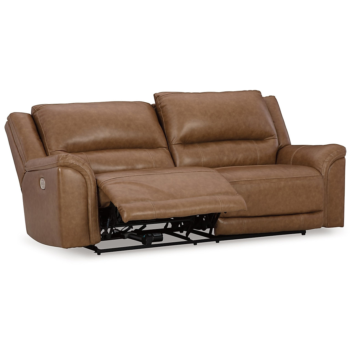 Signature Design by Ashley Trasimeno Contemporary Leather Match 2 Seat Power Reclining Sofa with Adjustable Headrest and USB Ports, Dark Brown