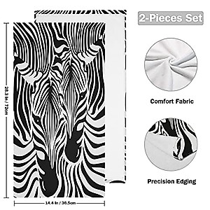 Zebra Hand Towels for Bathroom,Black and White Stripes Zebra Head Leopard Animal Print Small Bath Towels 16"x28" Soft Absorbent Bathroom Hand Towel for Face,Gym,Tea,Guest Kitchen Dish Towel Set of 2