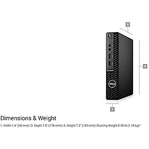 Dell OptiPlex 3080 Micro Form Factor Business Desktop, Intel Core i5-10500T Processor, 16 GB DDR4 RAM, 1 TB SSD, WiFi, HDMI, Display Port, Bluetooth, Windows 10 Pro (Latest Model), Black