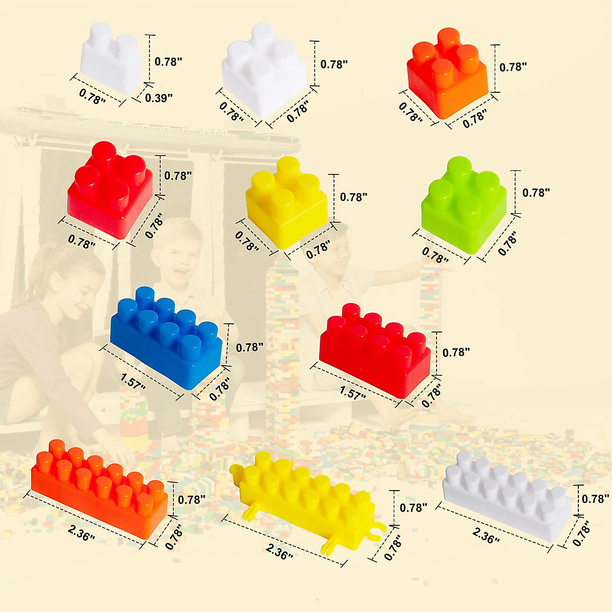 Serdios 220 Pcs Kids Building Blocks Kit, Toddler Basic Blocks Set,STEM Toy Samll Building Block Set for Kids Ages 3-6,Boys.