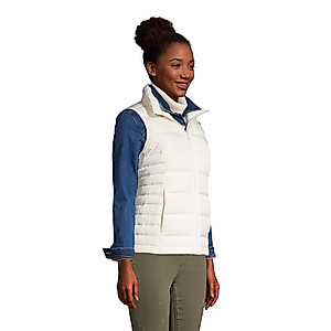 Lands' End Womens Puffer Down Vest Ivory Tall Large