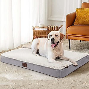 WESTERN HOME Large Orthopedic Dog Beds for Large and Extra Large Dogs/Cats Egg-Crate Foam Pet Bed Mat with Soft Removable Cover, Waterproof Lining, Foam Dog Crate Bed