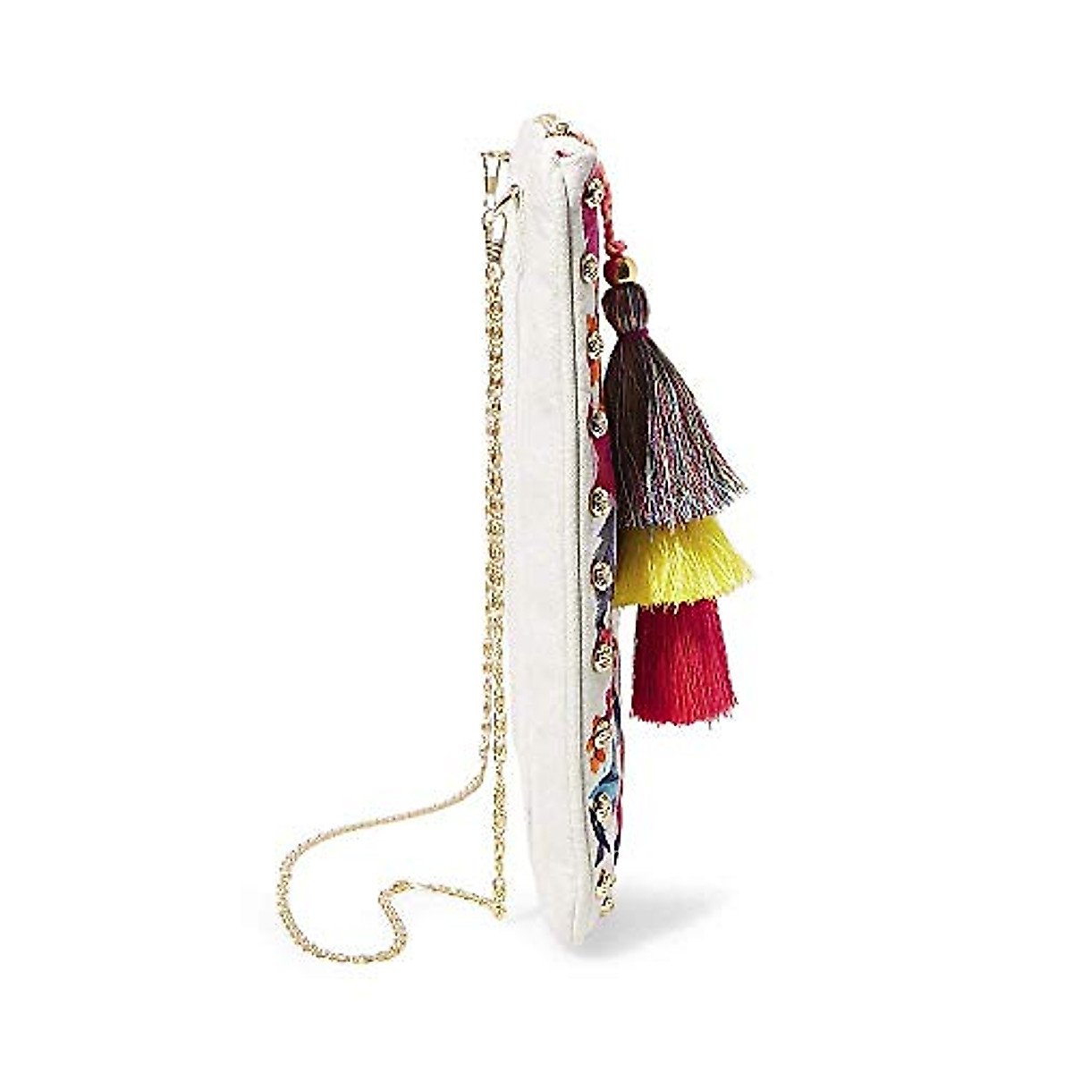 Steve Madden Breza Colorful Embroidered Large Clutch Crossbody, Natural/Multi