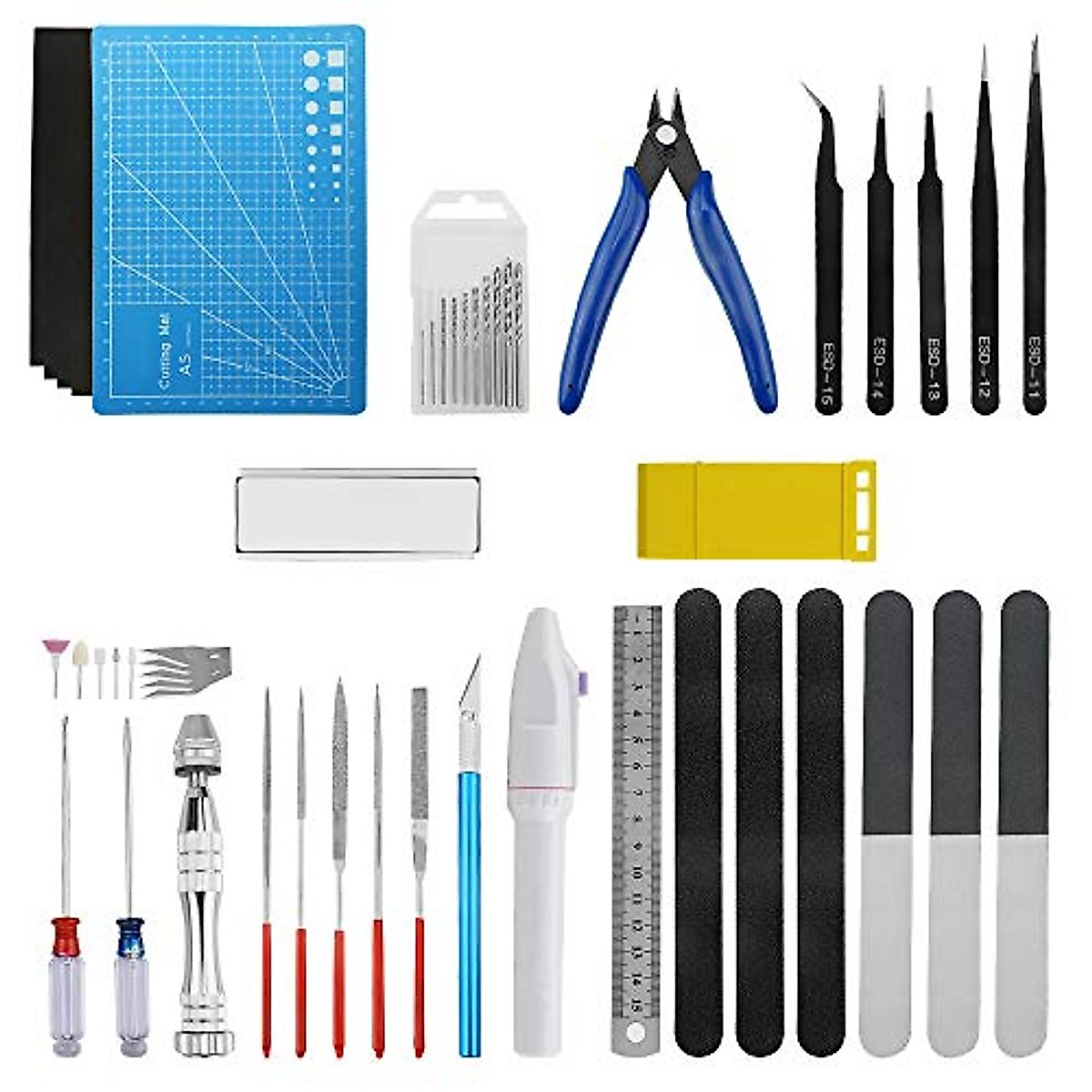 XINGYHENG 50Pcs Modeler Basic Tools Craft Set Compatible with Gundam Model Tools Kit Hobby Building Tools for Model Assemble Car Model Building Repairing and Fixing DIY Craft Kit