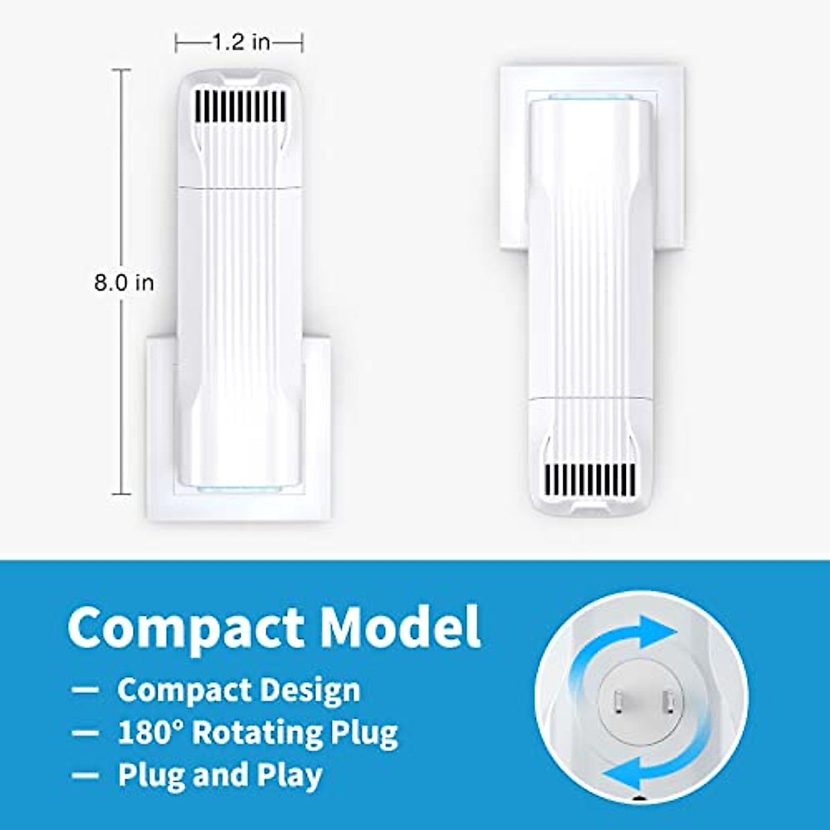 Plug in Air Purifier, Portable UV Air Purifier for Viruses and Bacteria, Keep Air Clean for Bedroom, Kitchen, Bathroom, Pet Area, Small Rooms