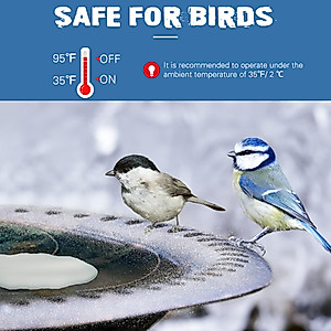 Bird Bath De-icer Heater with Aluminum Base, Outdoors Pond De-icer 60 Watts for Winter Deicer, Birdbath Deicer Water Heater Thermostatically Controlled for Patio Yard and Lawn (Solid Color Style)