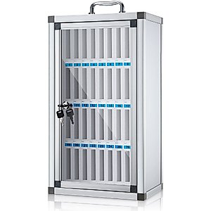 Amylove Cell Phone Locker Cabinet Aluminum Alloy Pocket Chart Storage Locker Box Cabinet Wall-Mounted Cell Phones Storage Cabinet Cell Phones Locker Box with Handle for Office Classroom Gym (36 Slots)