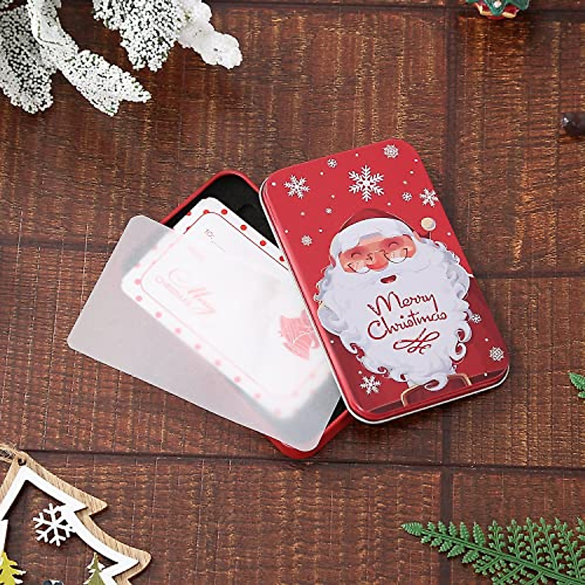 MASSTAR Gift Card Holder Small Gift Tin Boxes for Christmas Geeting FOR Cards,Money,Keys.Gift Card Box with Kraft Paper Hoop Good For Christmas Stocking Stuffers.6 pack set（4.33 ×2.6 * 0.6 in.