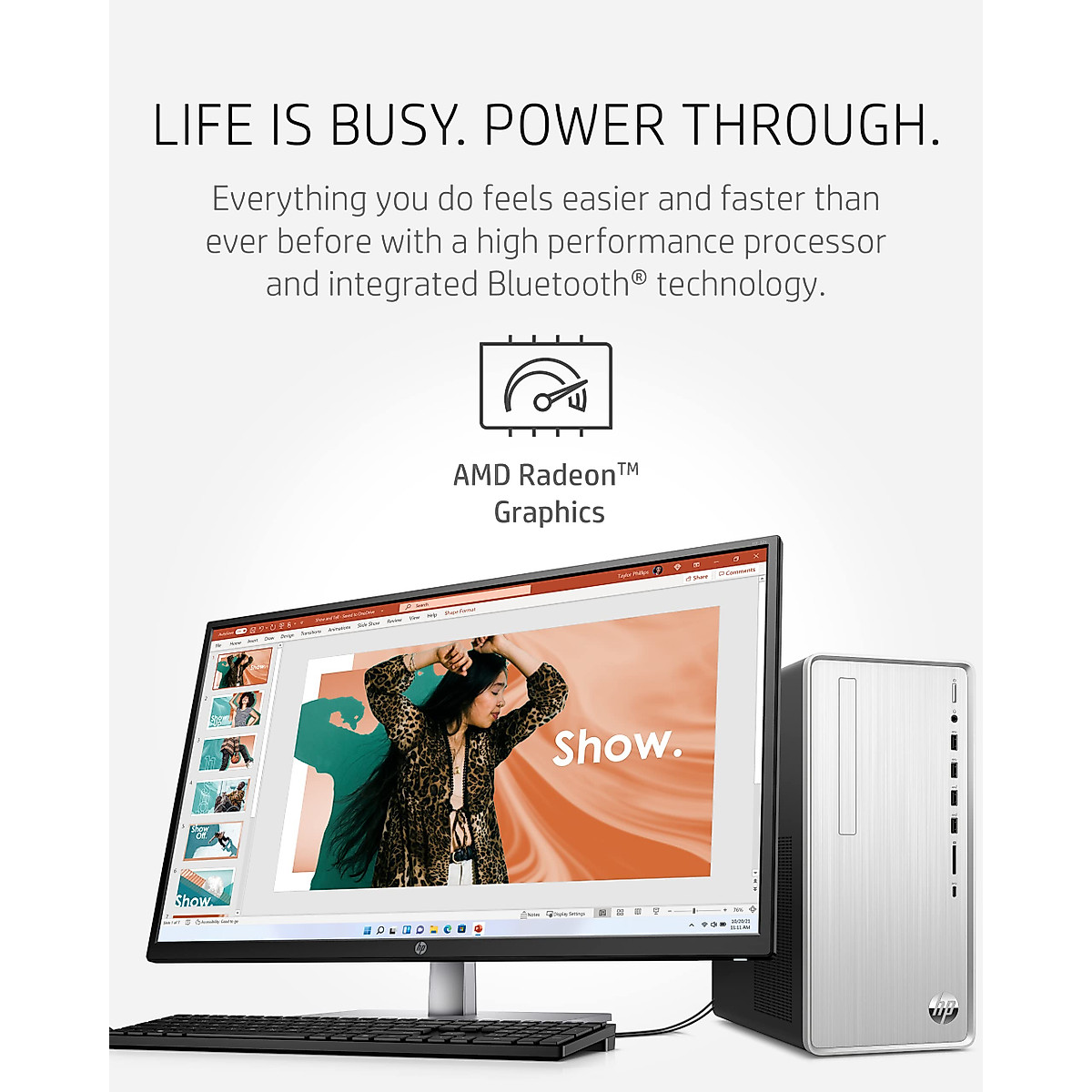 HP Pavilion Desktop PC, AMD Ryzen 7 5700G, 16 GB RAM, 512 GB SSD, Windows 11 Pro, Wi-Fi 5 & Bluetooth Connectivity, 9 USB Ports, Wired Mouse and Keyboard Combo, (TP01-2022, 2021) (Renewed)