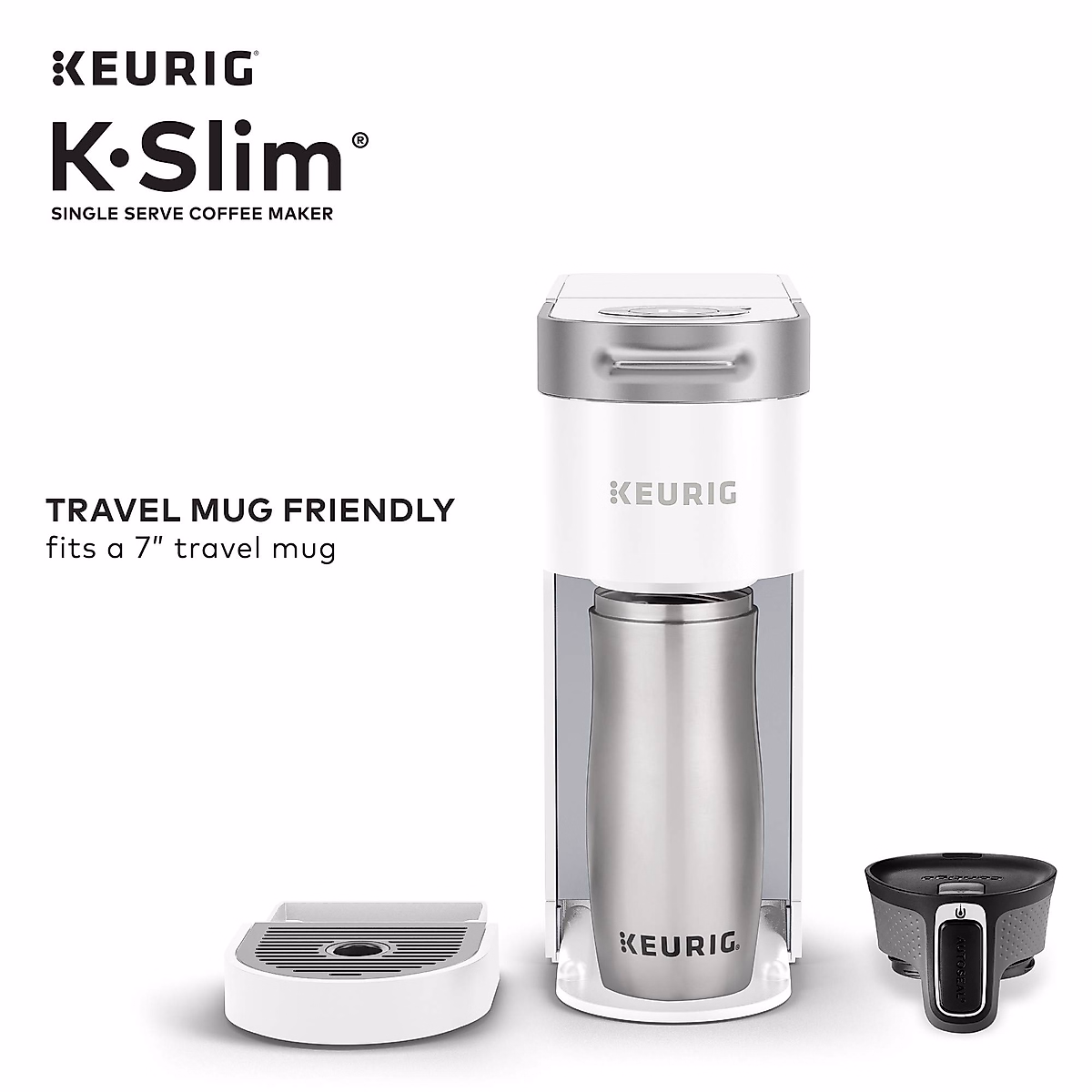 Keurig K-Slim Coffee Maker, Single Serve K-Cup Pod Coffee Brewer, 8 to 12oz. Brew Sizes,White (Renewed)