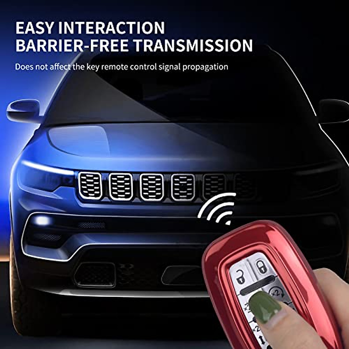 SK CUSTOM Smart Key Fob Case Red TPU Protective Cover Compatible with Chrysler Pacifica 3 5 6 7 Button Keyless Entry Remote