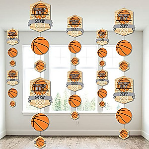Big Dot of Happiness Nothin’ but Net - Basketball - Baby Shower or Birthday Party DIY Dangler Backdrop - Hanging Vertical Decorations - 30 Pieces