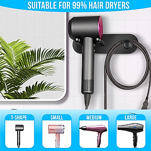 NALoRa Hair Dryer Holder Wall Mounted, Affordable Luxury Blow Dryer Holder for Bedroom, Salon, Hairdryer Holder for Bathroom, Self Adhesive Hair Dryer Holder, Widely Adaptable to 99% of Hair Dryers