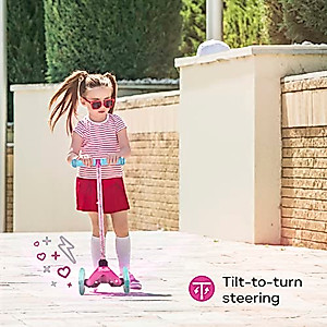 Barbie Self Balancing Kick Scooter with Light Up Wheels, Extra Wide Deck, 3 Wheel Platform, Foot Activated Brake, 75 lbs Limit, Kids & Toddlers Girls or Boys, for Ages 3 and Up