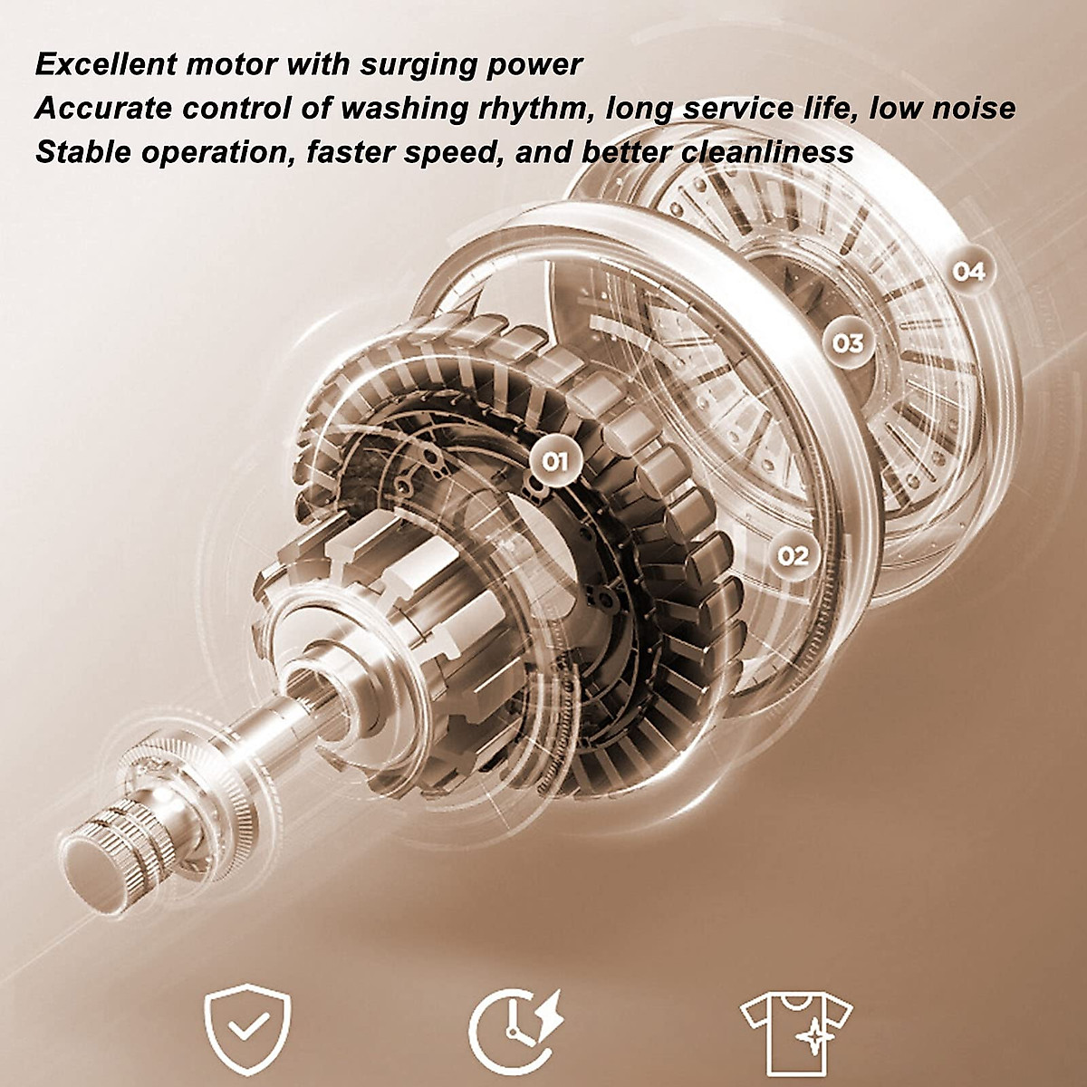 7 Liters Mini Washing Machine, Full Automatic Underwear Washer, Portable Washing Machine for Apartment, Laundry, Camping, RV, Travel, Quiet Operation, Ozone Function, Gift Choice