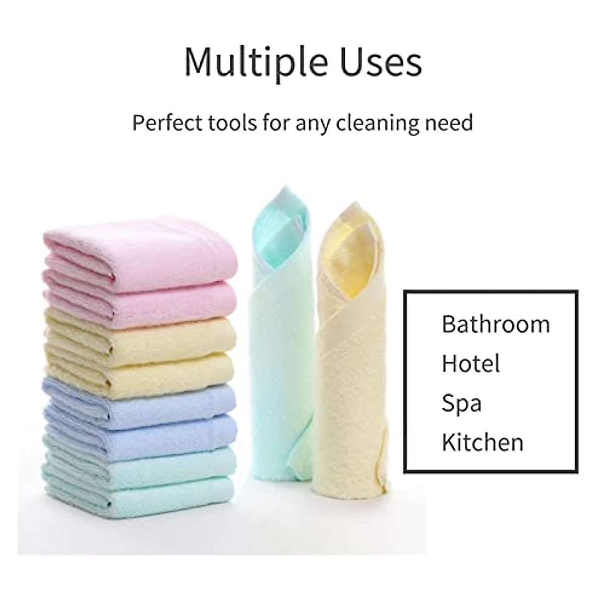 Baymonkay Luxury Washcloths, Face Towels, and Hand Towels - 16-Piece Set - Ultra Soft and Absorbent Fingertip Towels - Multicolor - 11.5'' x 11.5''