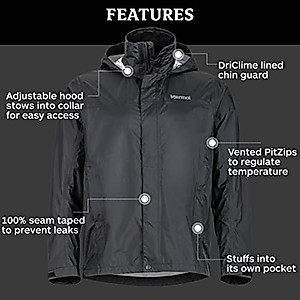 MARMOT Men's Precip Lightweight Waterproof Rain Jacket, Black, Medium