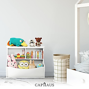 CAPHAUS Kids' Toy Storage Organizer, Open Storage Cubby, Multifunctional Book and Toy Storage Cabinet, Book and Toy Storage Shelf for Nursery, Playroom, Closet, Home Organization Toy Bookcase