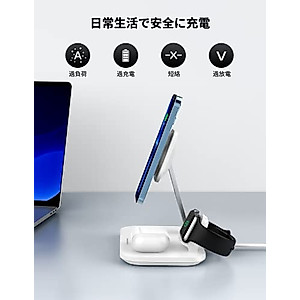 MOMAX Magnetic Wireless Charging Station，25W 3 in 1 Wireless Charger Stand Fast Charging Station only for iPhone 14/14Pro/13/13Pro/12 Series, AirPods Pro, Apple Watch 1-6 Series (No AC Adapter)