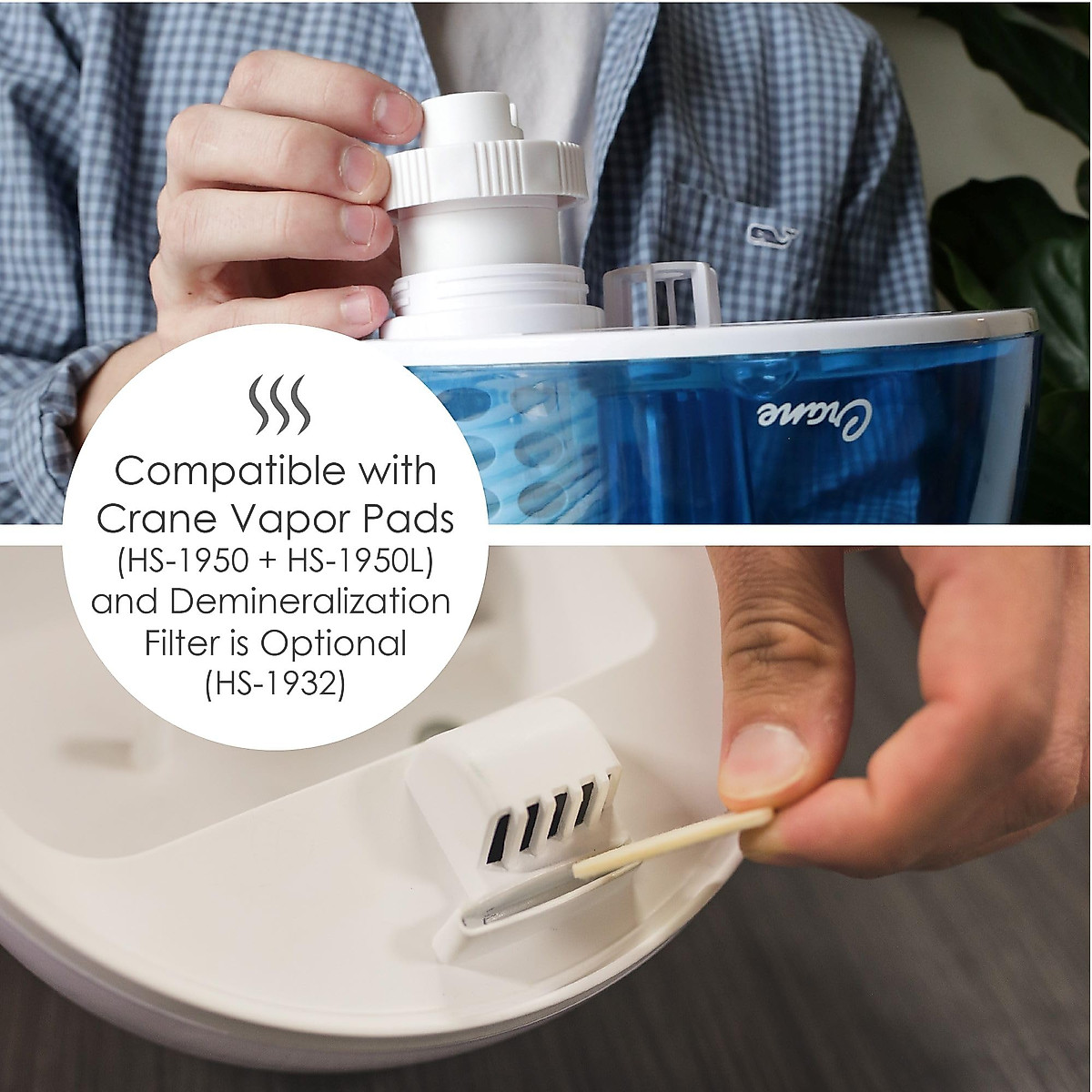 Crane Droplet Ultrasonic Small Air Humidifiers for Bedroom and Office, 0.5 Gallon Cool Mist Humidifier for Plants and Home, Humidifier Filters Optional, Blue and White